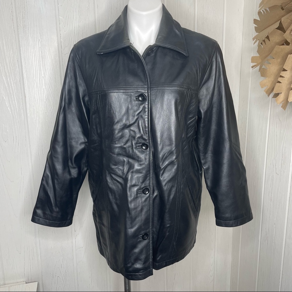 Atelier By B. Thomas Leather Coat Jacket Medium Lined… - Gem